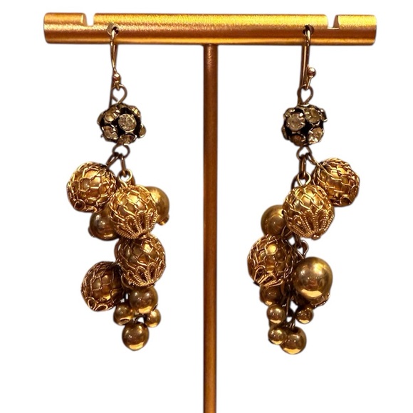 J. Crew | Jewelry | Vintage J Crew Gold Filigree Ball Cluster Drop ...